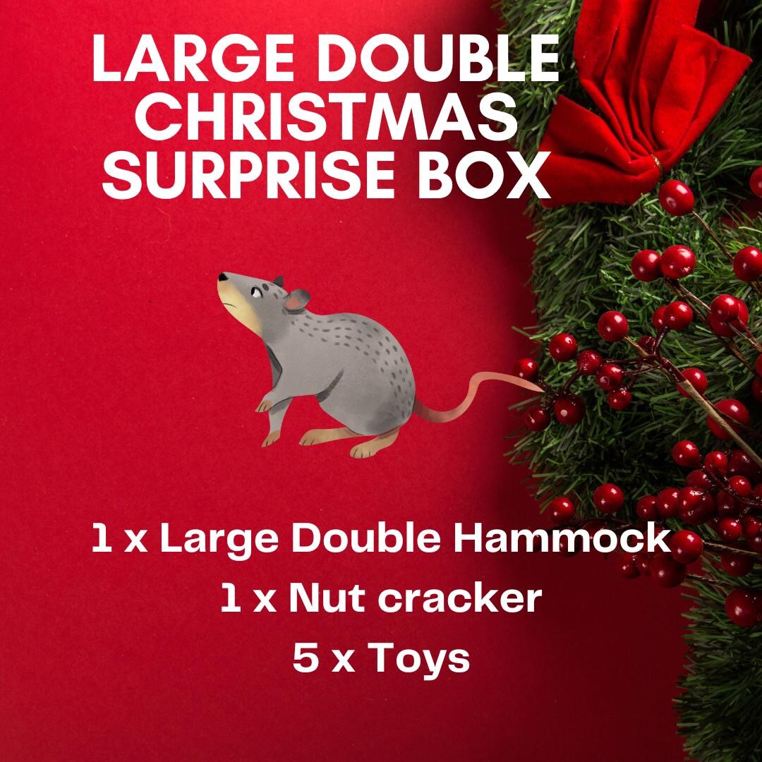 Christmas Theme Rat Surprise Box, Toy and Double Hammock Set, Natural ...