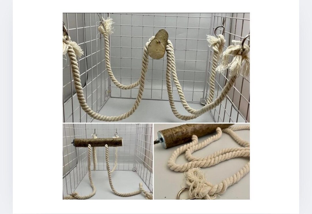 Hazel Wood Pet Perch With Cotton Ropes, Rat Cage Accessories - Etsy