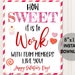 Printable How Sweet It is to Work With You Valentines Day Thank You ...