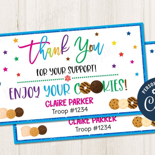 Printable/editable Scout Business Card Cookie Sales Thank You - Etsy