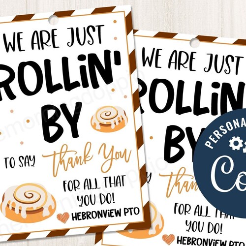 Cinnamon Roll Printable Sign Rolling by to Say Thank You - Etsy