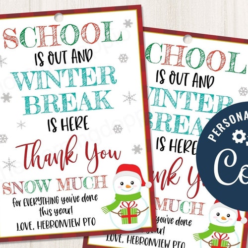 Printable/editable School's Out Winter Break is Here Thank - Etsy