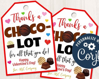 Thanks a Choco Lot Printable - Etsy