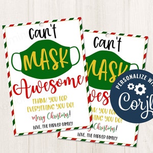 Printable/editable Can't Mask AWESOME Christmas Gift Tag, Christmas ...