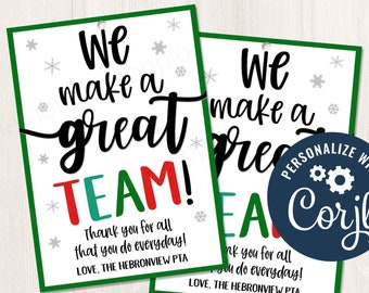 Printable/editable We Make a GREAT TEAM Gift Tag | Etsy Canada