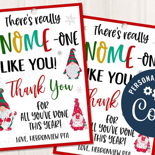 Gnome Gift Tag Template Teacher Gift Tag for Christmas - Etsy