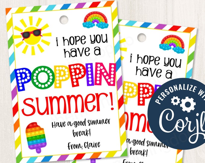 Pop It Gift Tags for Summer Printable, Popsicle Gift Tag, Cool Summer ...
