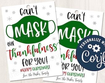 Printable/editable Can't Mask AWESOME Christmas Gift Tag | Etsy