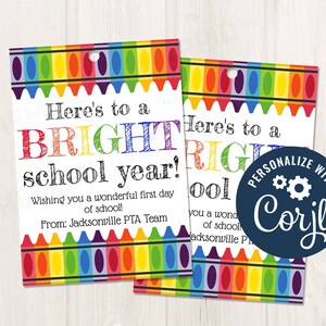 Printable/editable Here's to a Bright School Year Gift Tag for First ...