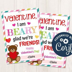 Printable/editable Beary Glad We're Friends Gummy Bear Teddy Bear ...