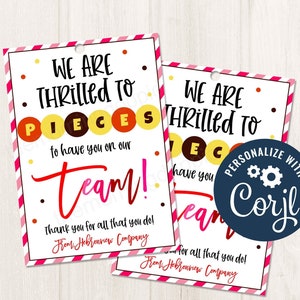Printable/editable We Are Thrilled to Pieces Team Valentines Day ...