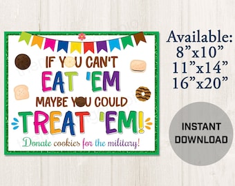 Printable Cookie Booth Sign, PDF Donate Cookies for Military Troops, If ...