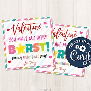 Printable/editable Valentine You Make My Heart Burst Valentines Day ...