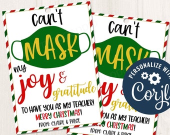 Printable/editable Can't Mask Cheer and Joy Gift Tag | Etsy