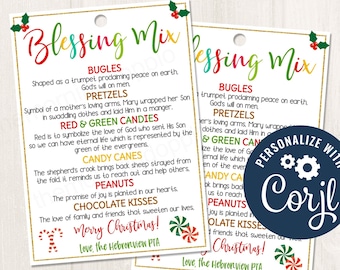 Printable/editable Thanksgiving Blessing Mix Label Gift Tag | Etsy