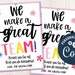 Printable/editable We Make a GREAT TEAM Gift Tag, Appreciation Gift Tag ...