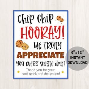 Printable Chip Chip Hooray Cookie Table Sign for School Employees Staff ...