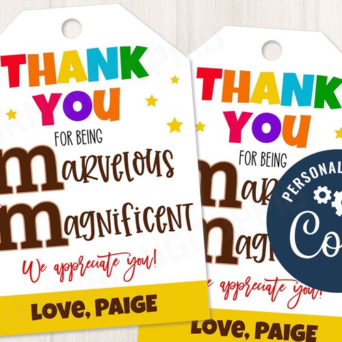 M&ms Teacher Appreciation Gift Tag Magnificent and Marvelous - Etsy