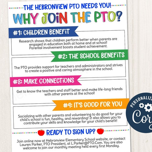 EDITABLE PTO PTA Recruitment Flyer Printable Handout School | Etsy