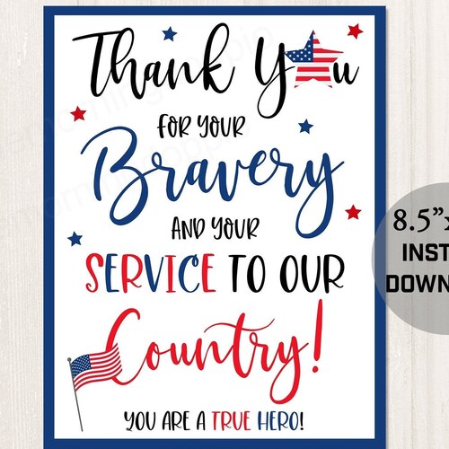 Printable/editable Veteran's Day Gift Tag Thank You for - Etsy