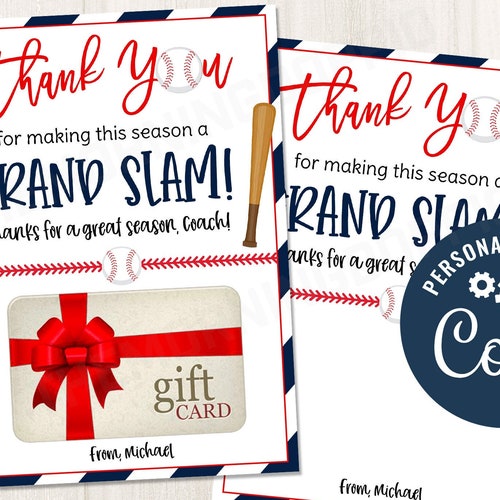 Printable/editable Baseball Coach End of Season Gift Card - Etsy