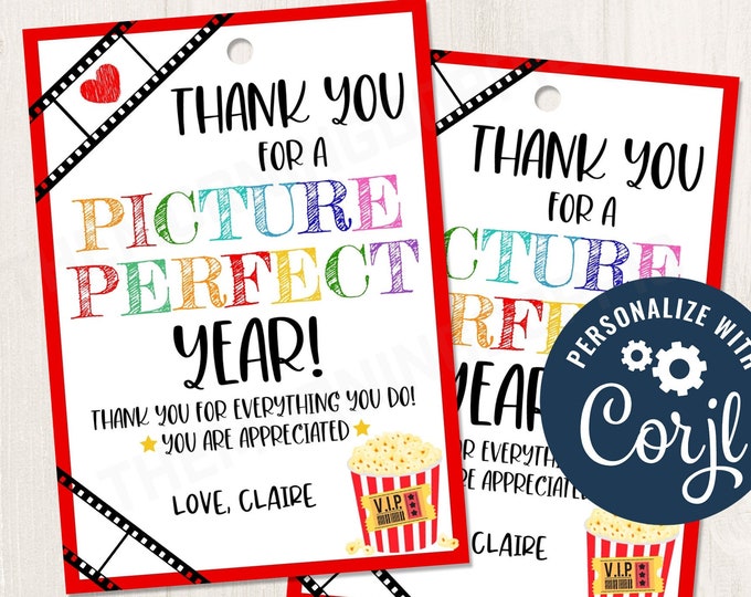Printable/editable Thank You for a Picture Perfect Year Movie - Etsy
