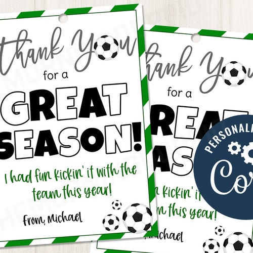 Printable/editable Soccer End of Season Gift Tag for Teams - Etsy
