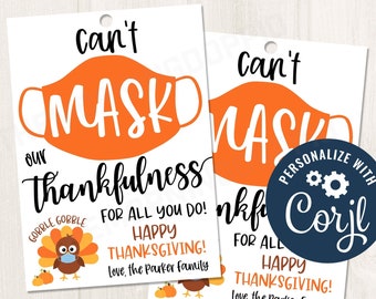 Printable/editable Happy Thanksgiving Gratitude Gift Tag for | Etsy