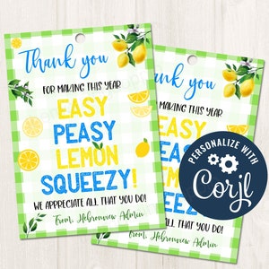 Printable/editable Easy Peasy Lemon Squeezy Lemon Lemonade School Year ...