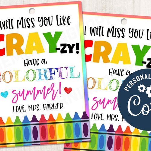 Printable/editable I Will Miss You Cray-zy Have a Colorful - Etsy