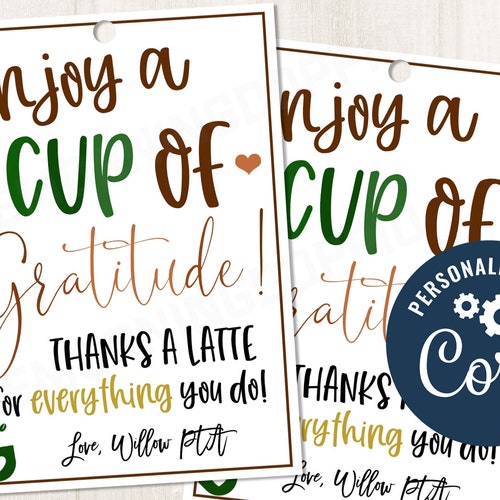 Printable Enjoy a Cup of Gratitude Coffee Table Sign Thank - Etsy