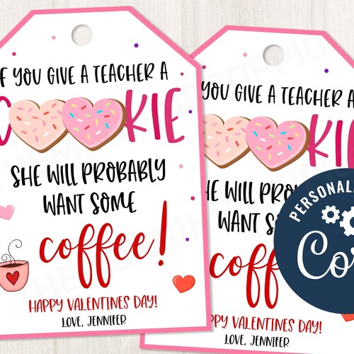 Printable/editable Coffee Thank You Valentines Day Gift Tag - Etsy