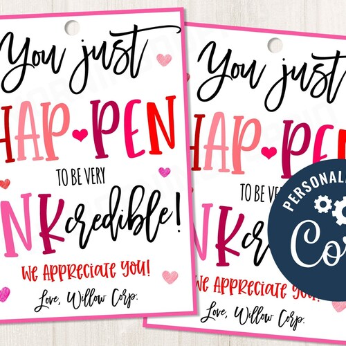 Pen Thank You Gift Tags Hap-pen to Be Ink-credible Teacher - Etsy