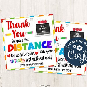 Printable/editable Thank You for Going the Distance This Year School ...