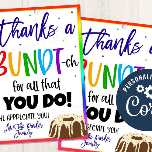 PRINTABLE Thanks a BUNDT-CH for All That You Do We Appreciate - Etsy