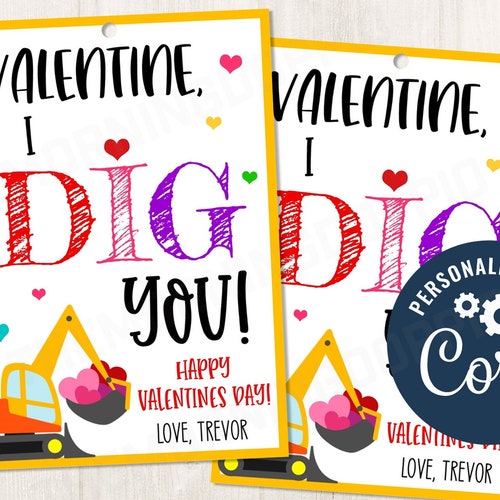 Construction Valentine Cards and Hang Tags. I Dig You - Etsy