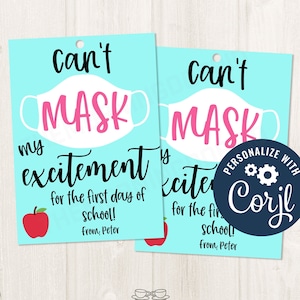 Printable/editable Can't Mask My Excitement for the First Day of School ...