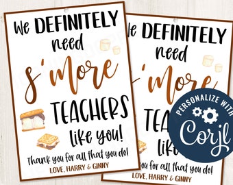 Printable We Need SMORE Teachers Like You Tags Teacher - Etsy