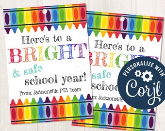 Printable/editable Here's to a Bright School Year Gift Tag | Etsy