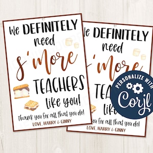 Printable/editable We Need Smore Teacher Like You Gift Tag, Smore ...