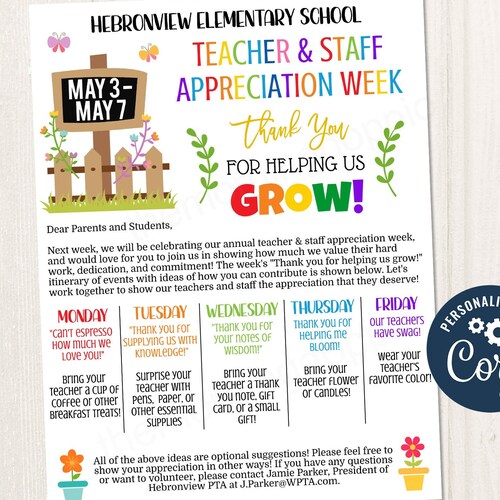 Printable/editable Lift Us up Teacher Staff Appreciation Week - Etsy