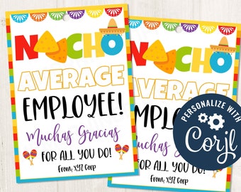 Printable/editable Nacho Average Teacher Gift Tag Fiesta | Etsy