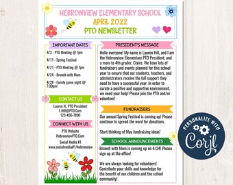 Editable February PTO PTA Newsletter Flyer Printable School | Etsy