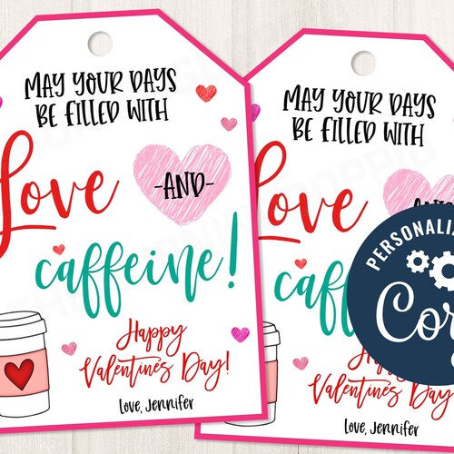 Printable/editable Coffee Thank You Valentines Day Gift Tag - Etsy