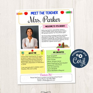 Printable/editable Meet the Teacher Newsletter Template, Back to School ...