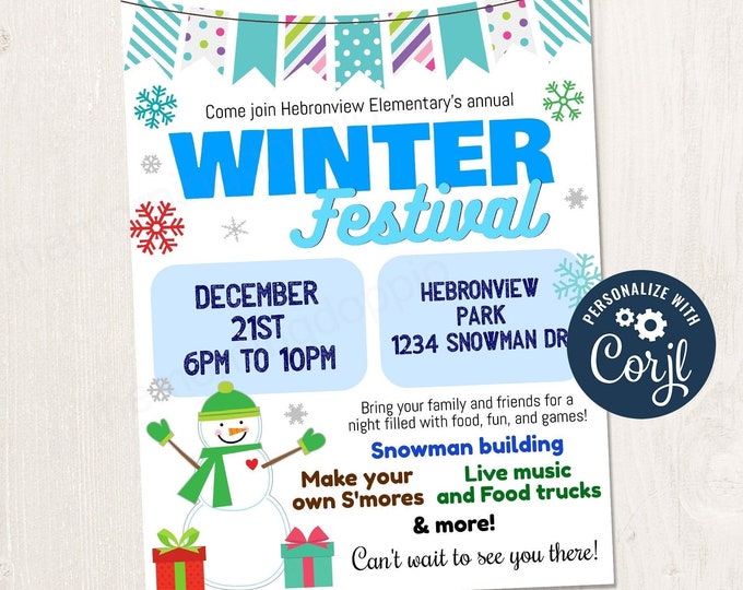 Editable Winter Festival Community Market Flyer/invitation Printable ...