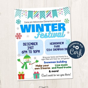 Editable Winter Festival Community Market Flyer/invitation Printable ...
