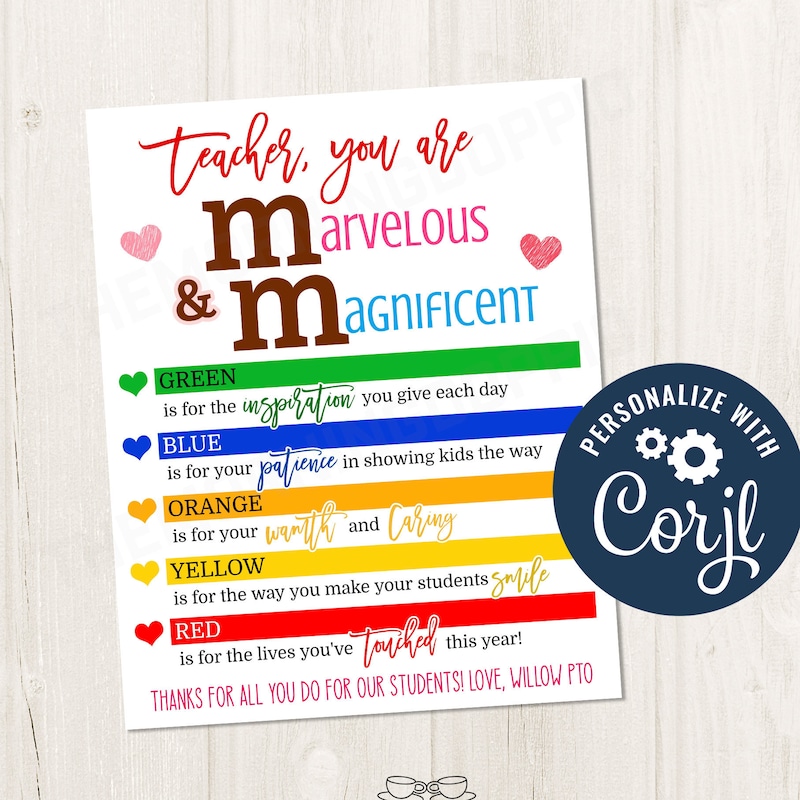 M & M Teacher Appreciation - Etsy