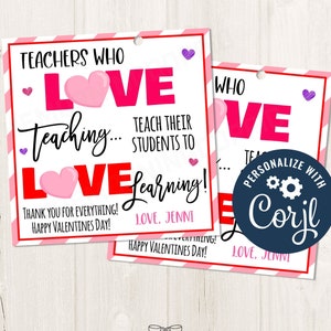 Printable/editable Teacher Appreciation Valentines Gift Tag, Thank You ...