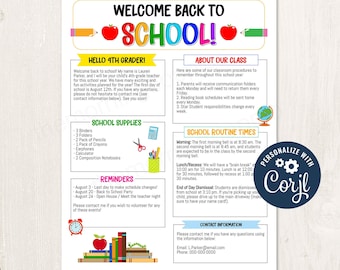 Printable/editable Back to School Newsletter, Welcome Back to School ...